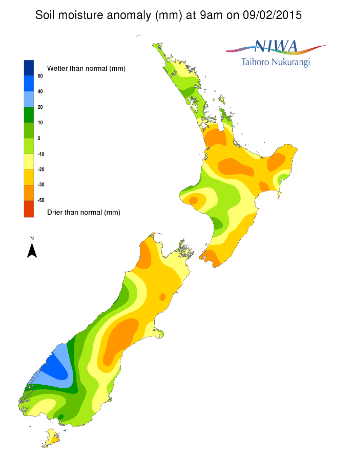 Soil Moisture Anomaly Maps | Earth Sciences New Zealand | NIWA